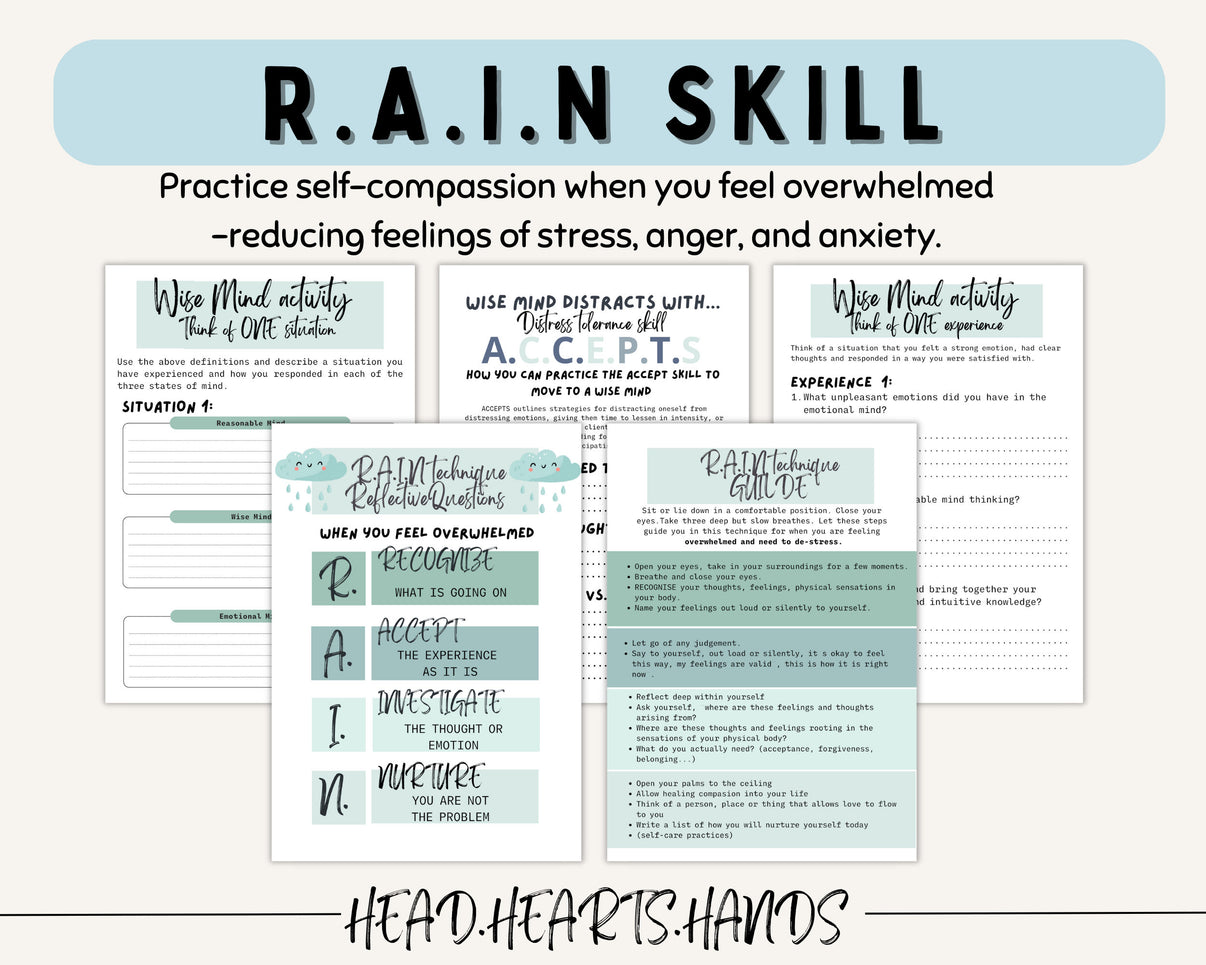 RAIN Technique & Mindfulness Workbook: DBT & Therapy Worksheets ...